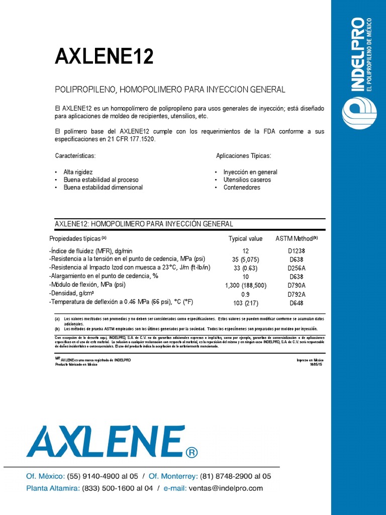 Ficha Tecnica Axelen Indelpro Fl 12 | Materiales | Naturaleza