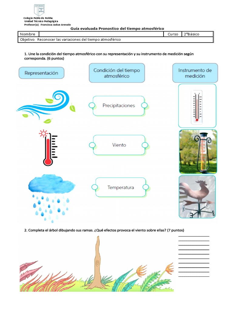 Actividades sobre el Tiempo Atmosférico | PDF | Clima | Meteorologia ...