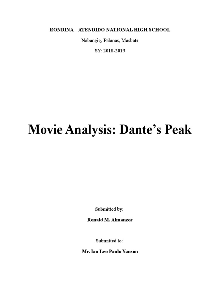 Dante's Peak Movie Analysis Report | PDF