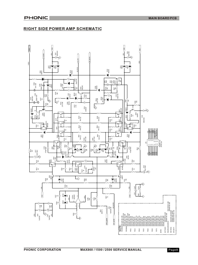 Phonic MAX860 1500 2500 PWR SCH PDF | PDF