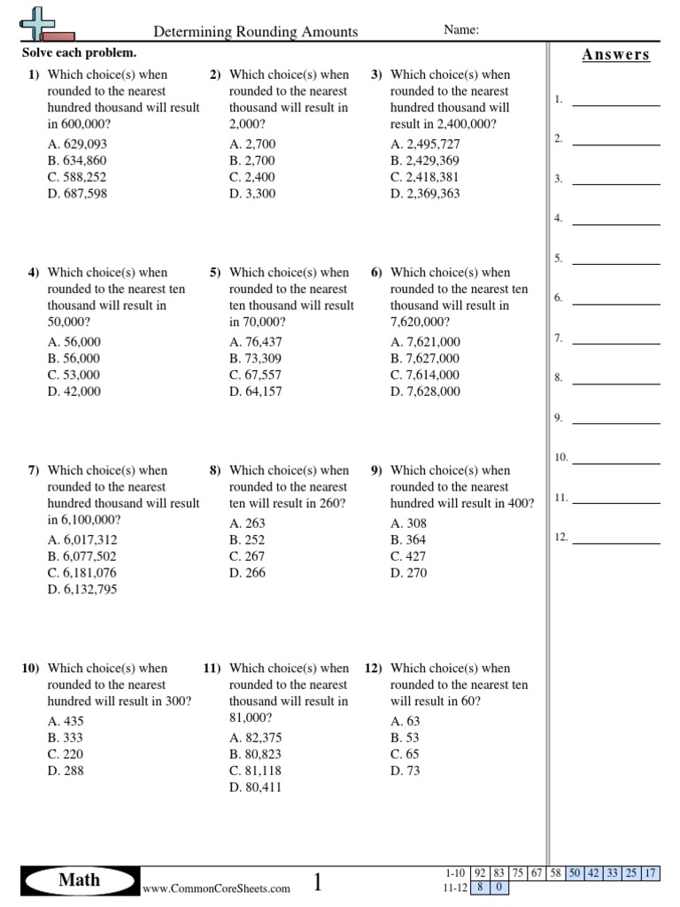 Rounding Worksheet PDF | PDF | Teaching Mathematics | Leisure