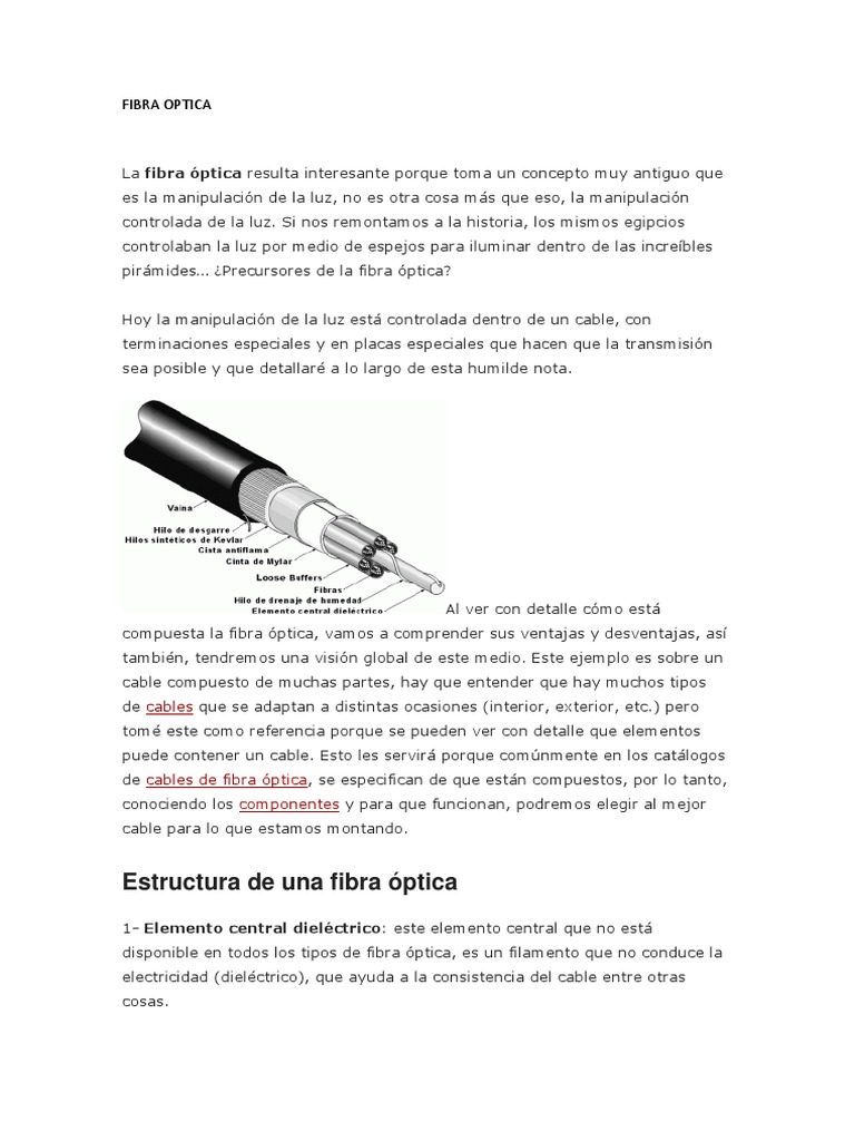 Fibra Optica | PDF | Fibra óptica | Óptica