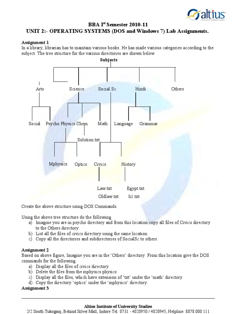 Unit 2 DOS and Windows Assignment | PDF | Directory (Computing) | Data Management