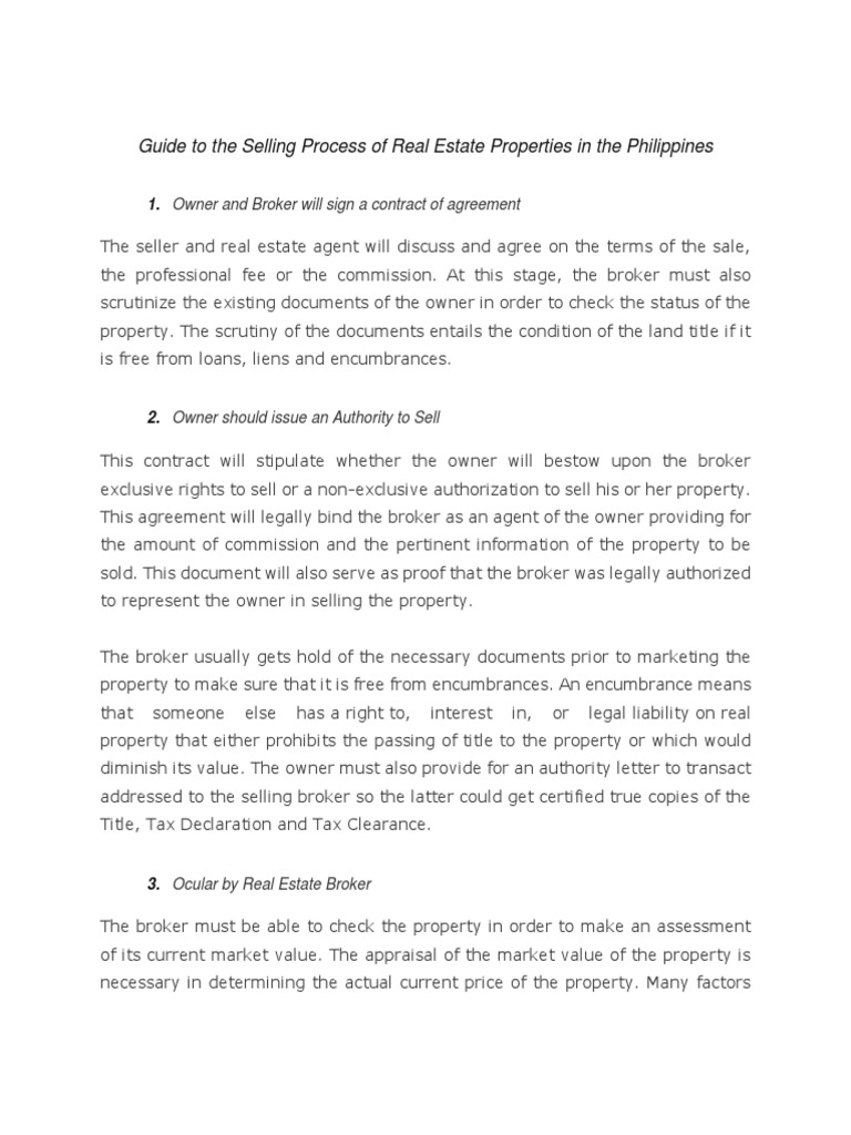 Guide To The Selling Process of Real Estate Properties in The ...