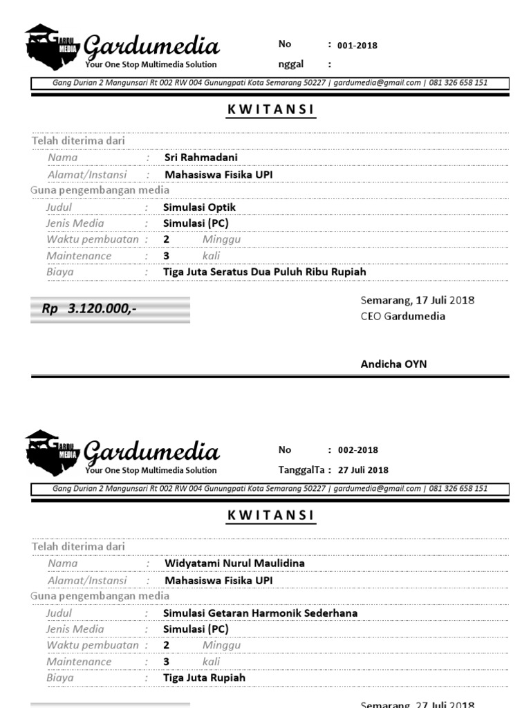 Kuitansi Media | PDF