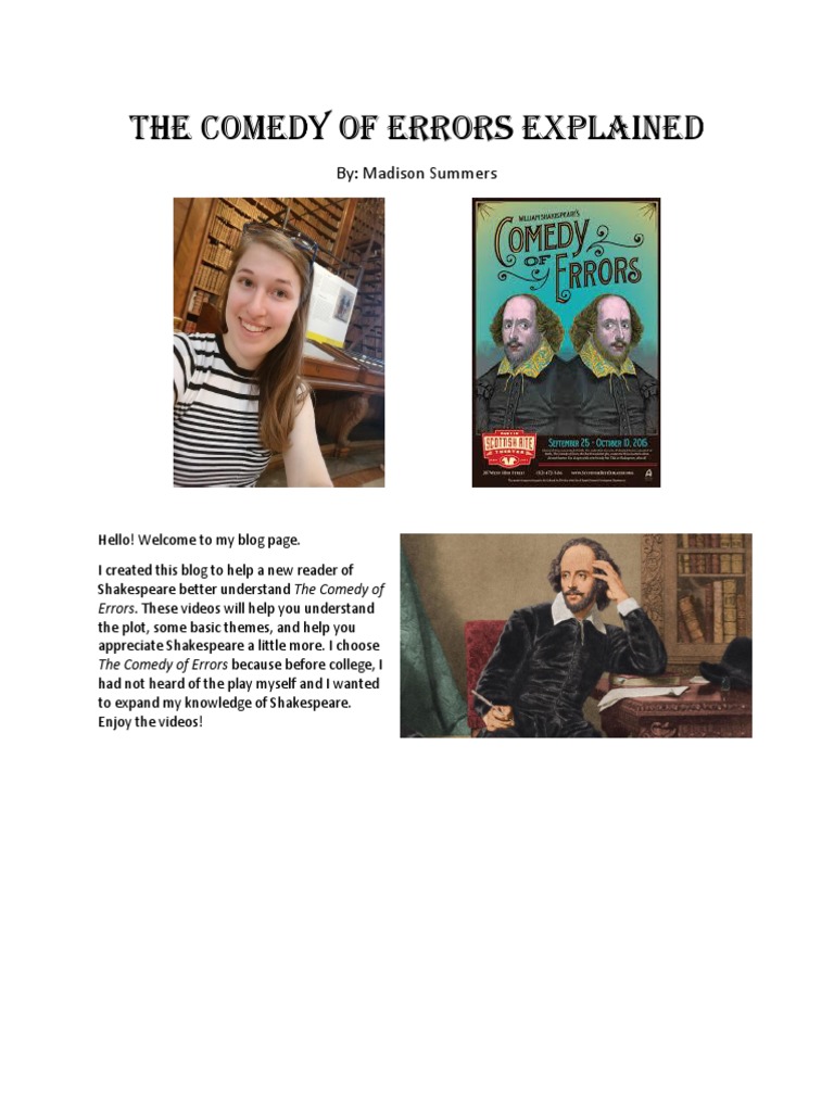 Comedy of Errors Video Guide | PDF | William Shakespeare | Comedy