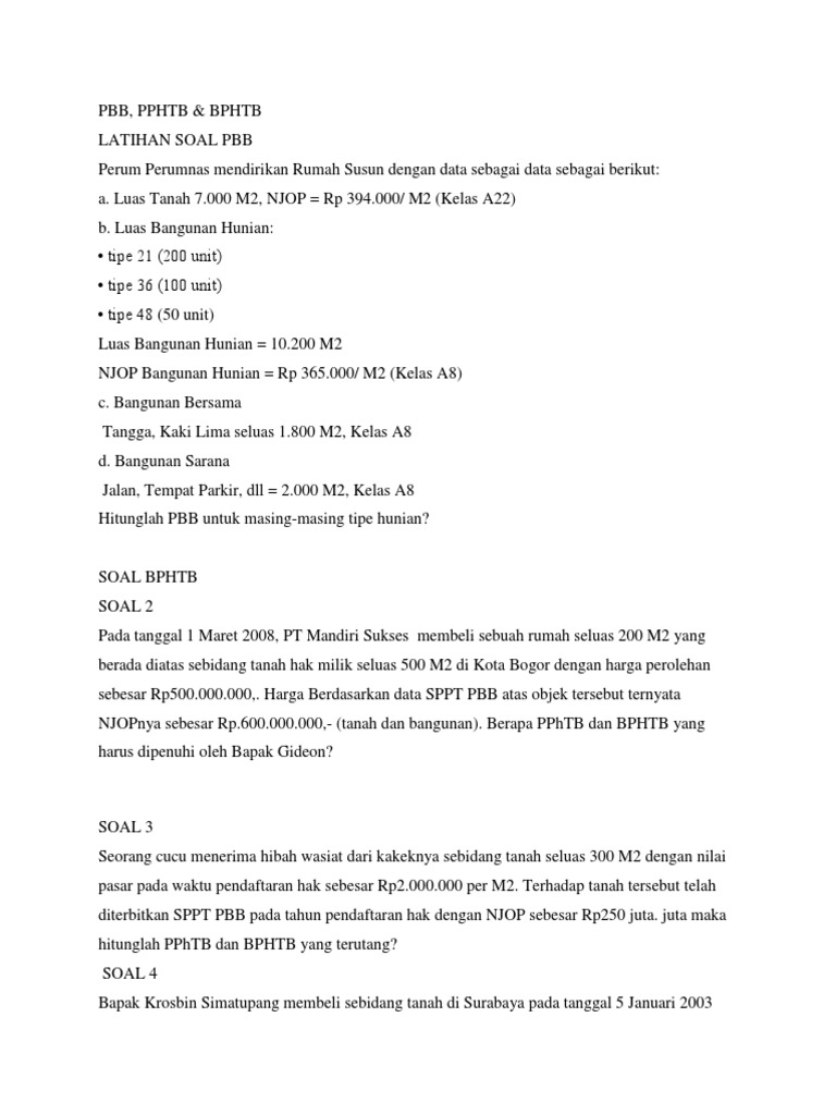SOAL PBB PPHTB Dan BPHTB | PDF