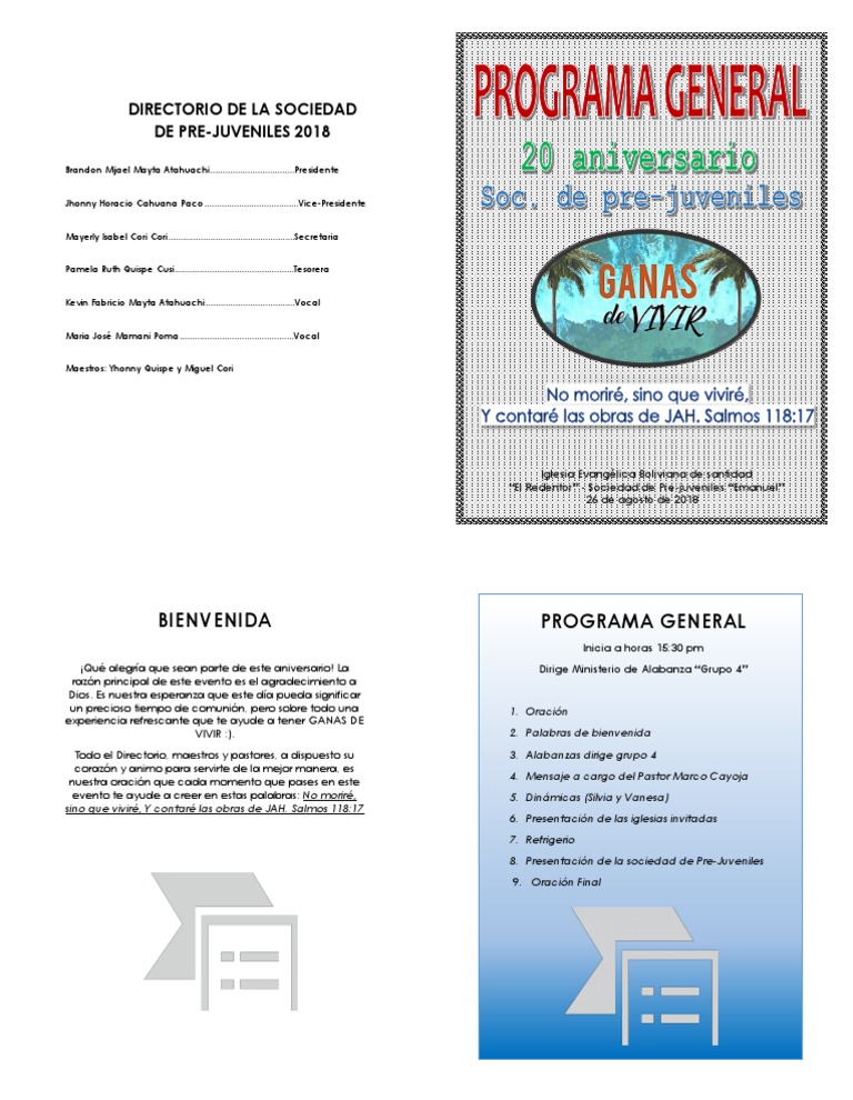 Programa Aniversario Pre Juveniles | PDF