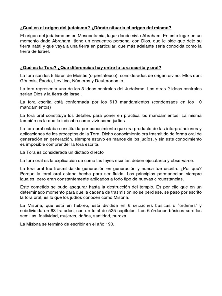 Cuál Es El Origen Del Judaísmo | PDF | Tora | Judios
