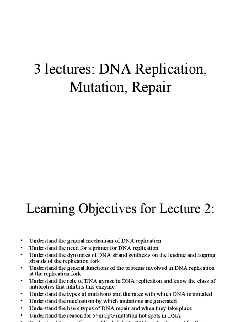 Genetics, Chapter 3, DNA Replication Lectures (Slides) | PDF | Dna ...