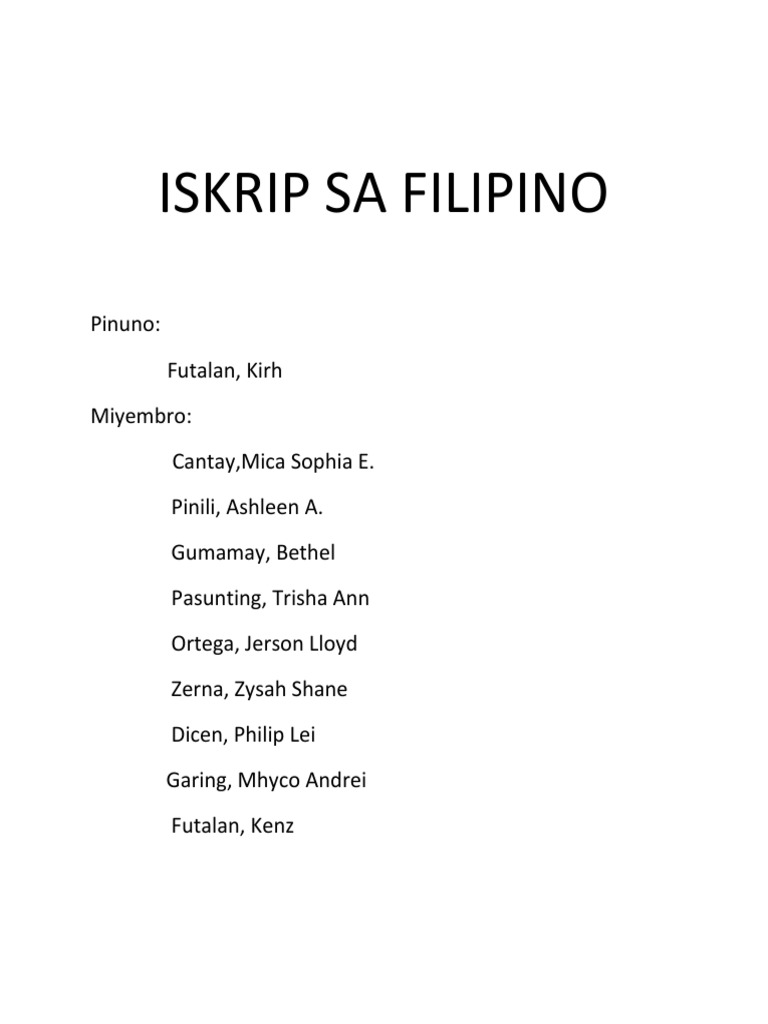 Iskrip Sa Filipino | PDF