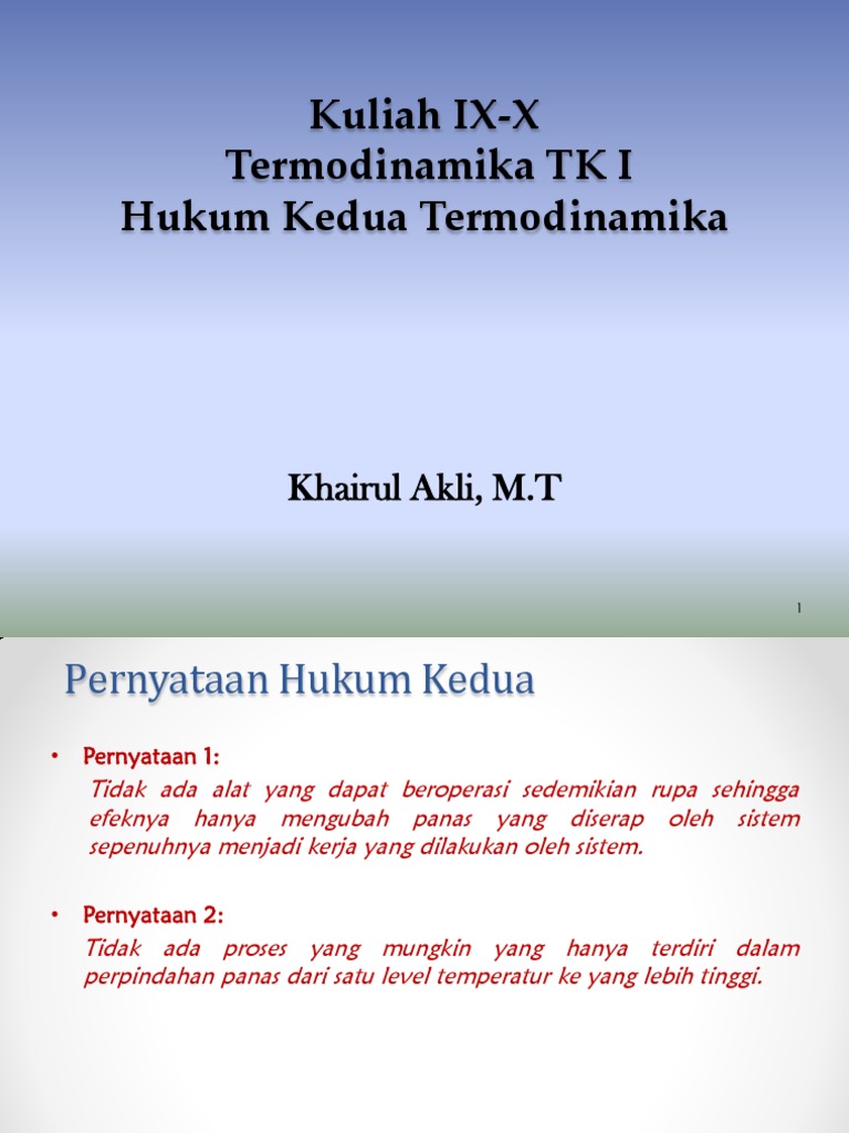 Kuliah 09-10 Hukum II Termodinamika | PDF