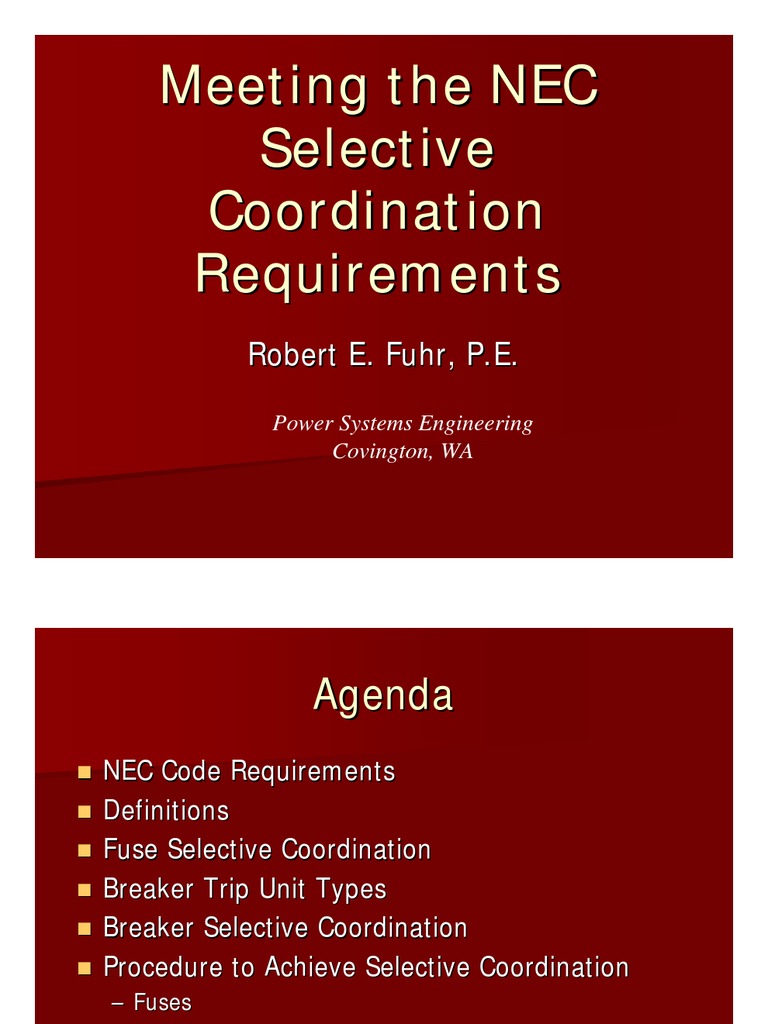 Meeting NEC For Selective Coordination | PDF | Fuse (Electrical) | Transformer