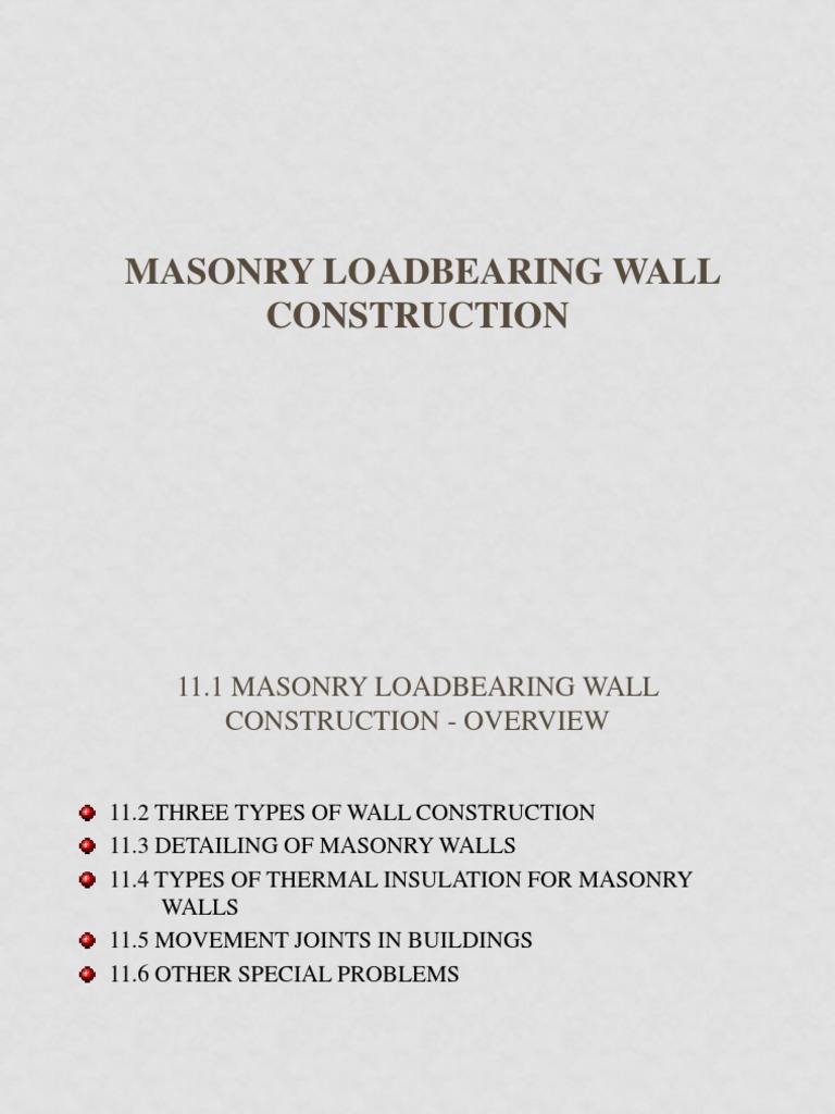 Masonry Loadbearing Wall Construction | PDF