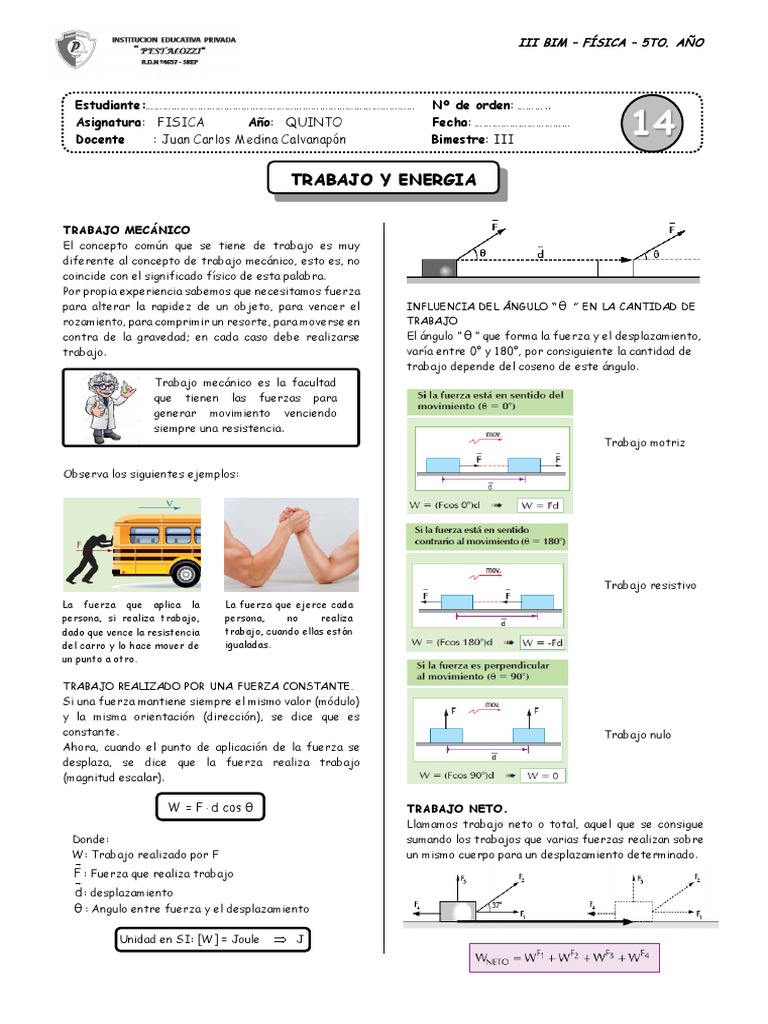 FISICA 14 - Trabajo y Energia | PDF | Peso | Fuerza