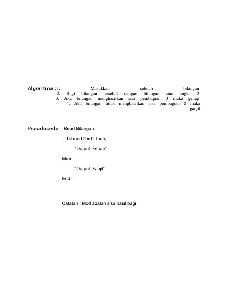 Algoritma Bilangan Ganjil Genap dan Statistika | PDF | Metode & Bahan ...