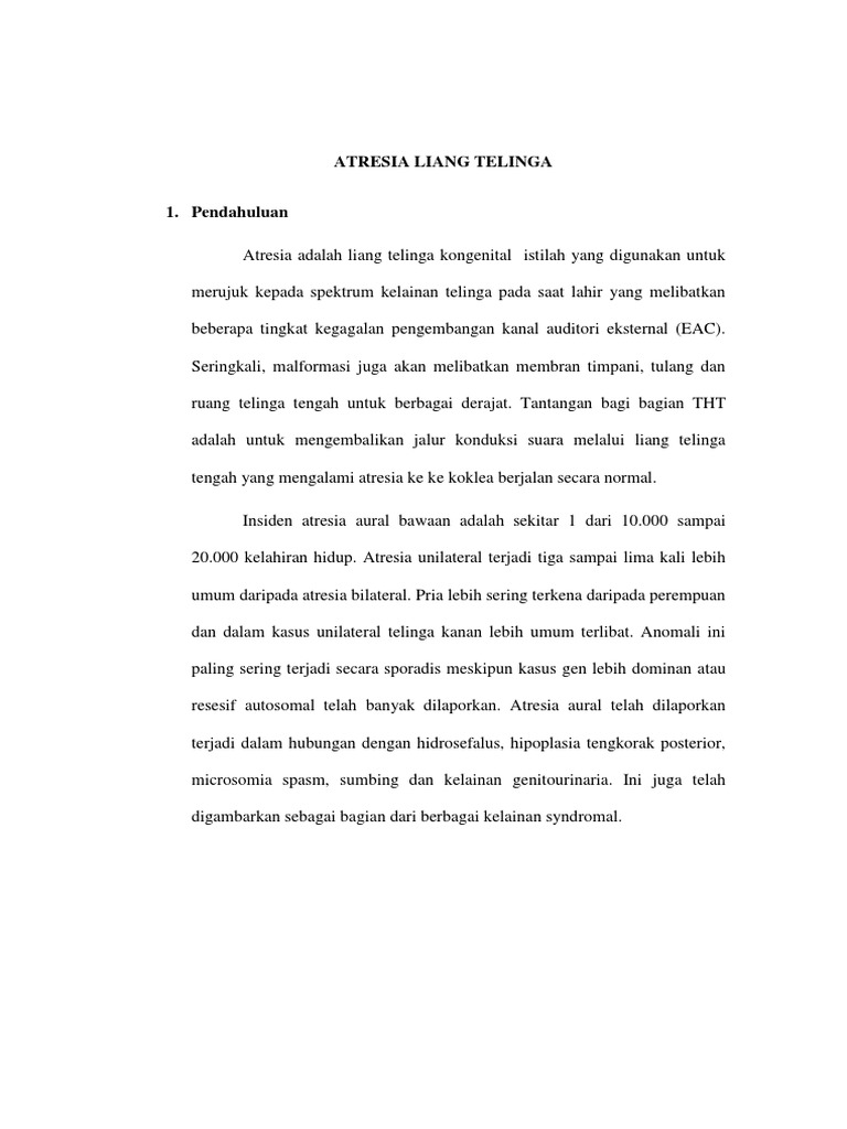 Atresia Liang Telinga | PDF