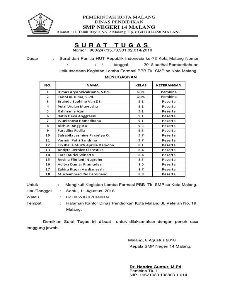 Surat Tugas PBB | PDF