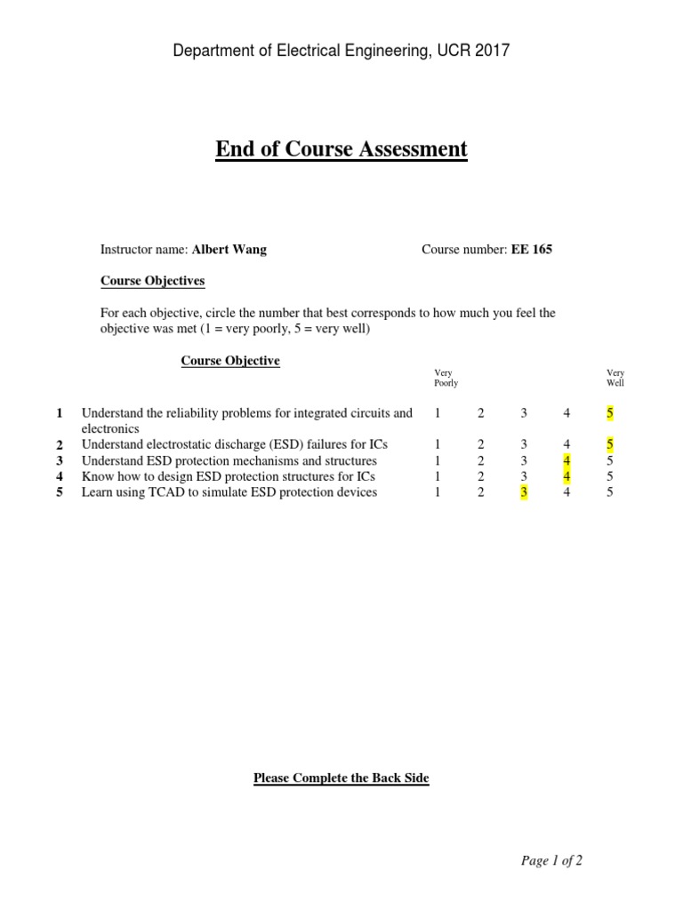 End of Course Assessment EE165 | PDF | Electrostatic Discharge ...