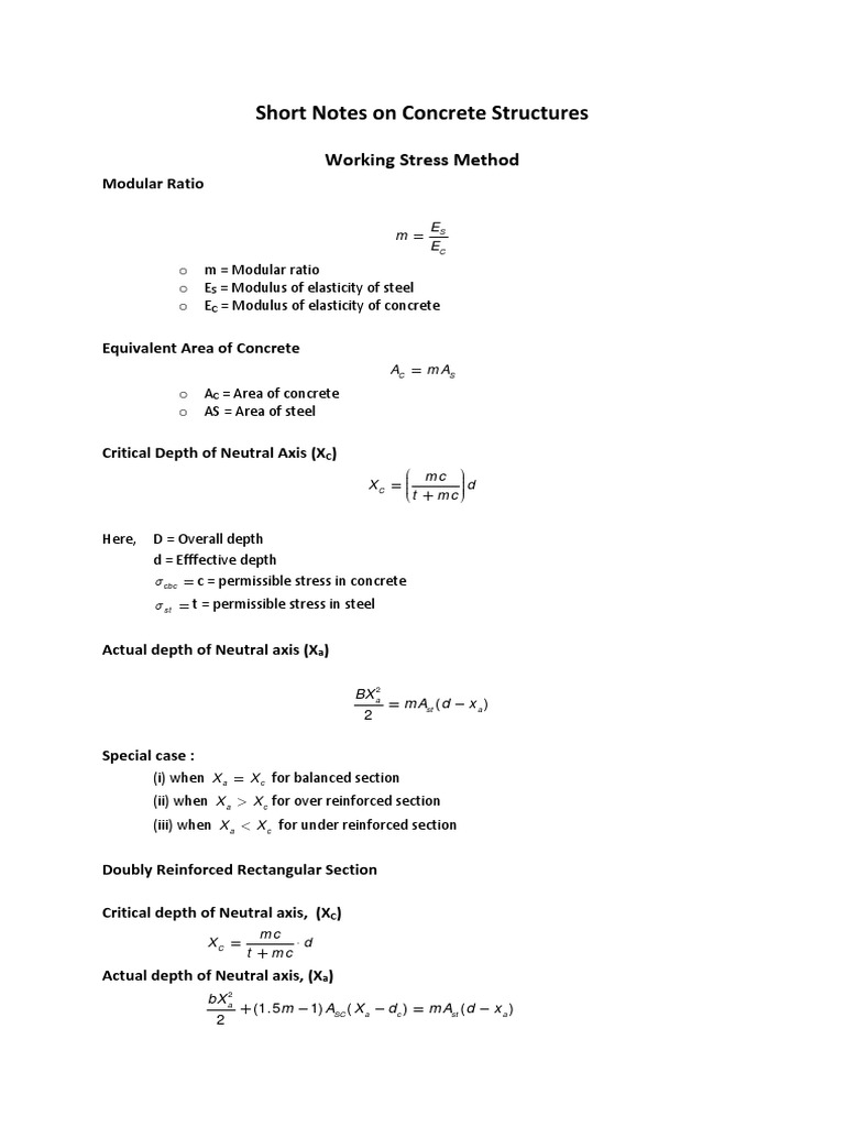 Formulas For RCC | PDF | Beam (Structure) | Prestressed Concrete