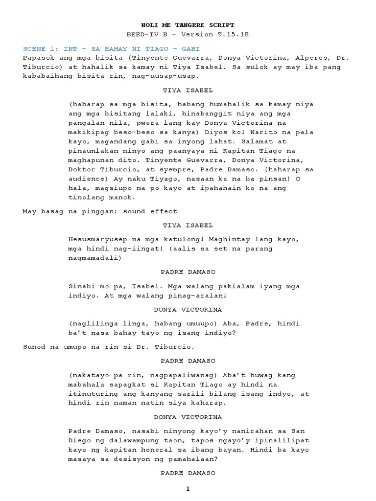 Noli Script - Working9.15.18 - A PDF | PDF