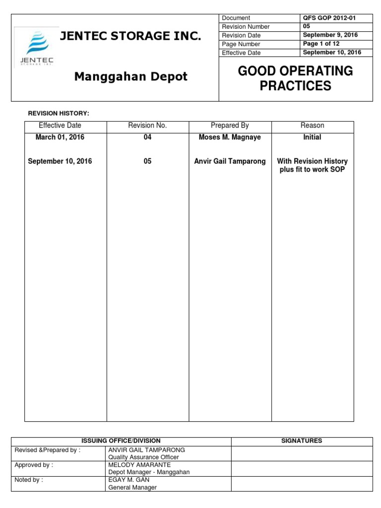 Good Operating Practices 2016 | PDF | Warehouse | Clothing