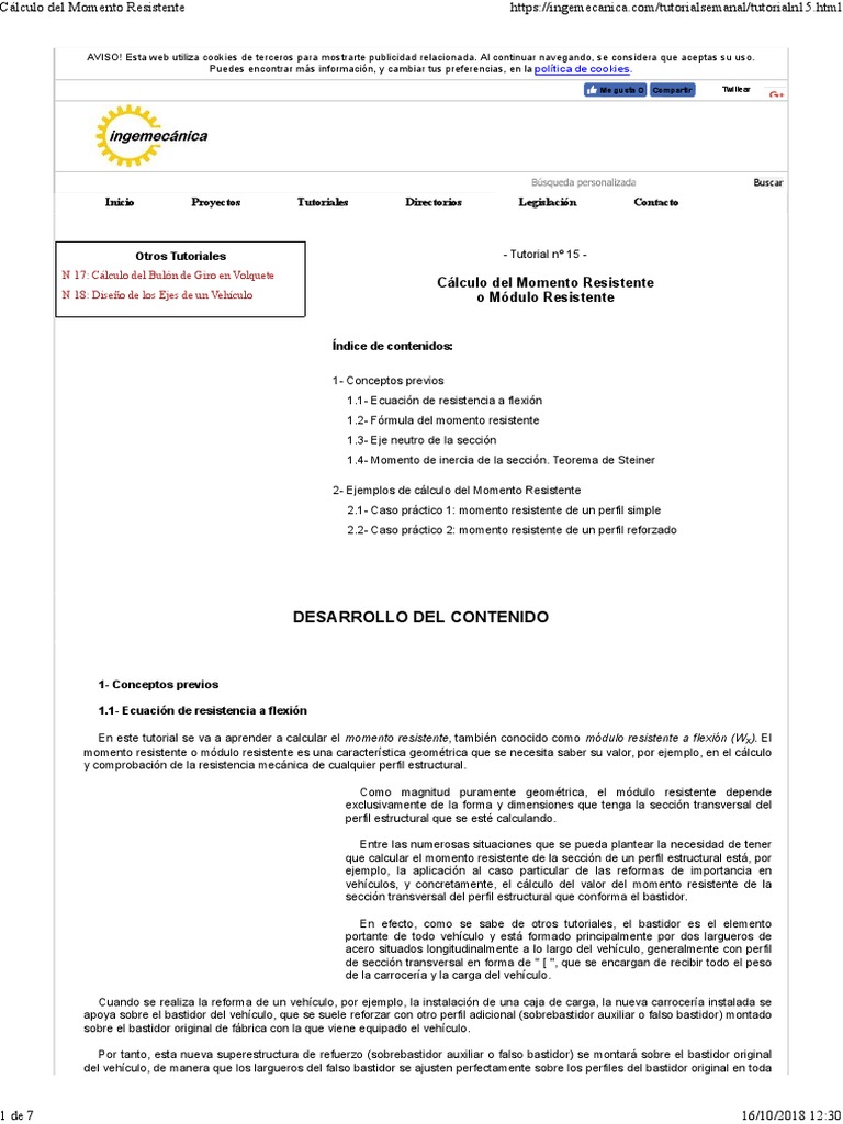 Cálculo Del Momento Resistente | PDF | Doblar | Física Aplicada e ...