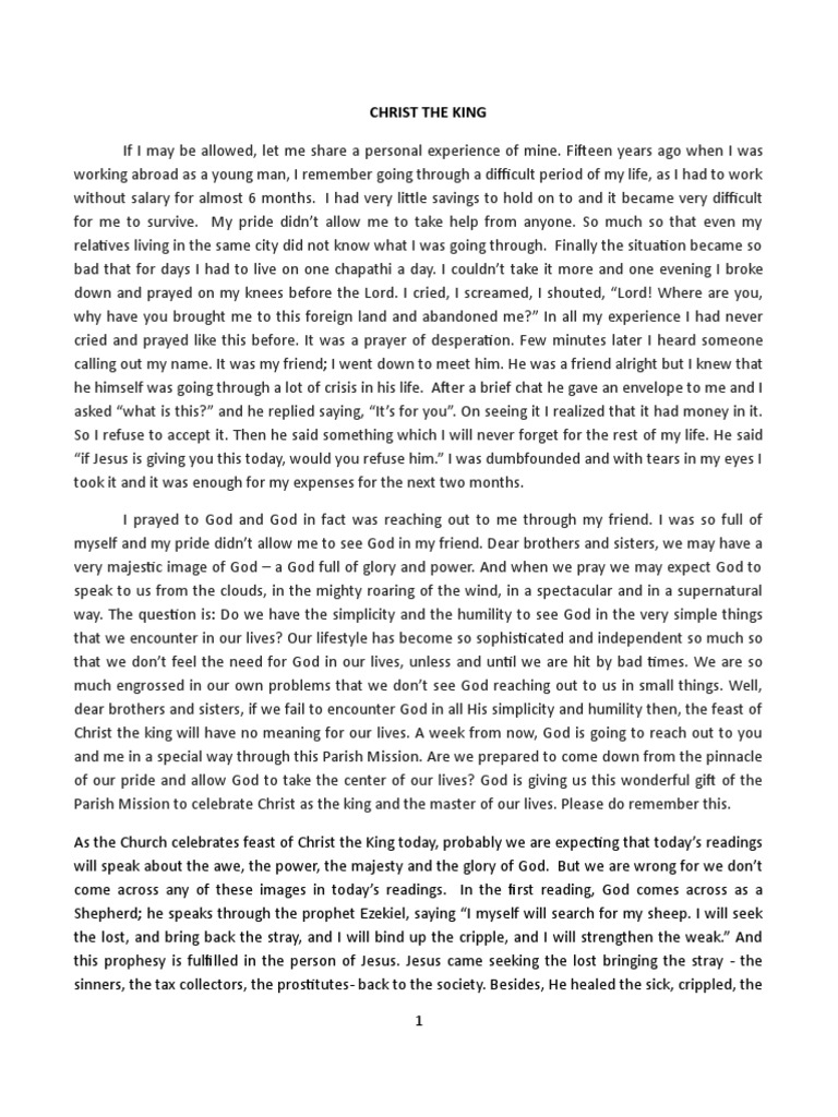 Christ The King Feast | PDF | Eucharist | Jesus