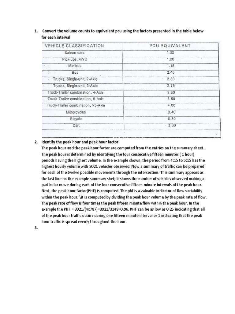 Convert The Volume Counts To Equivalent Pcu Using The Factors Presented ...