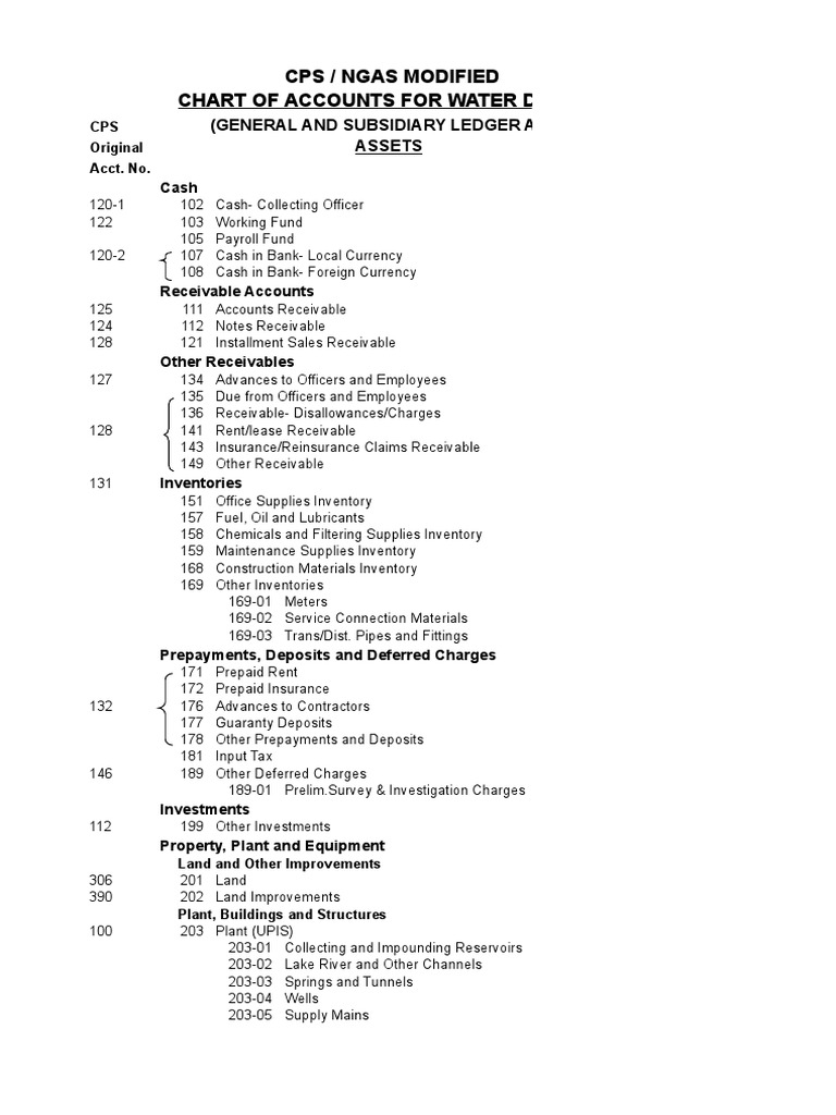 CPS - NGAS Modified Charts of Accounts | PDF | Revenue | Depreciation