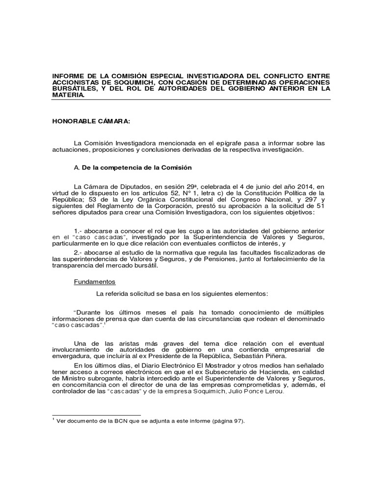 Informe Final de La Comisión Investigadora Sobre El Conflicto Entre Accionistas de La Empresa ...