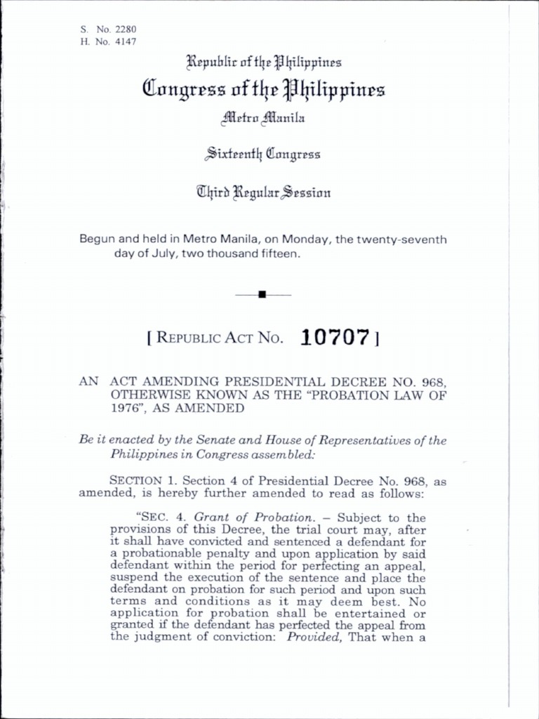 Ra 10707 | PDF | Probation | Virtue