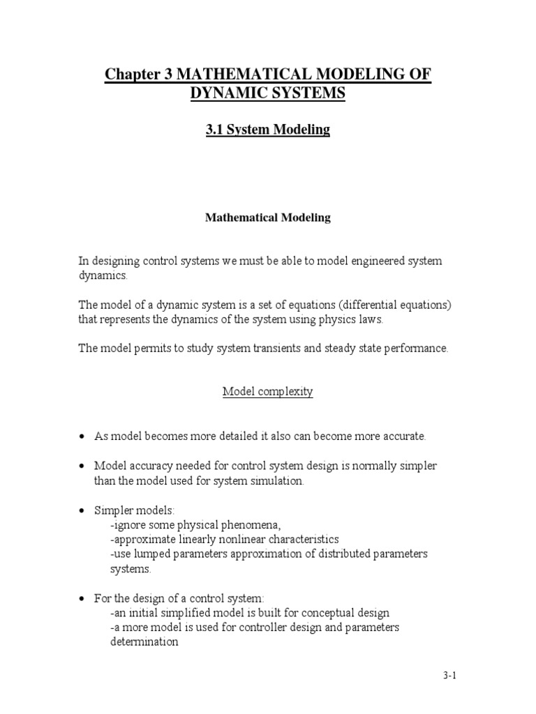 Chapter 3 Mathematical Modeling of Dynamic Systems | PDF | Control ...