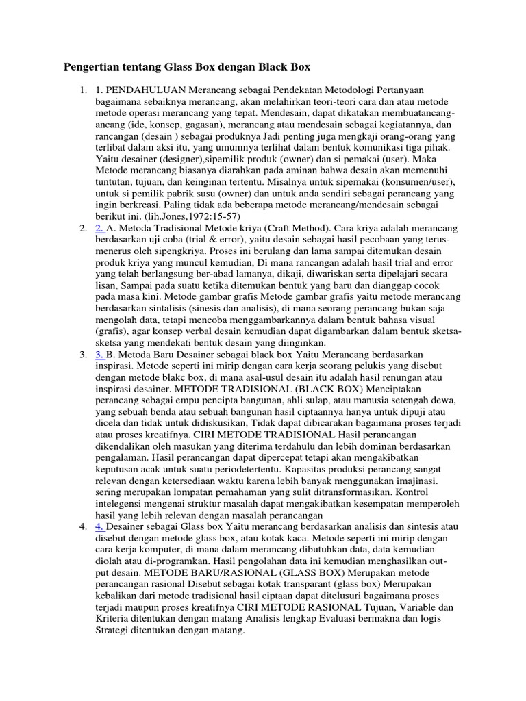 Pengertian Tentang Glass Box Dengan Black Box | PDF