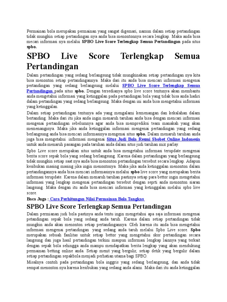 Info Skor Bola untuk Bettor | PDF | Olahraga & Rekreasi