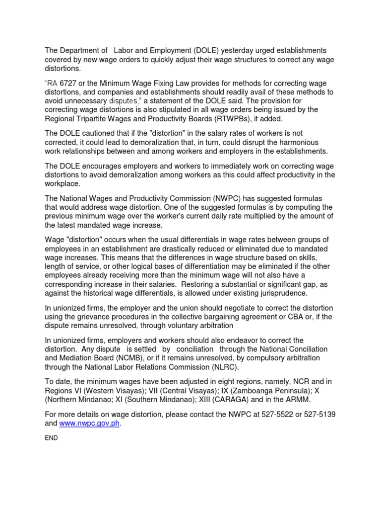 Wage Distortion Pdf Wage Employment