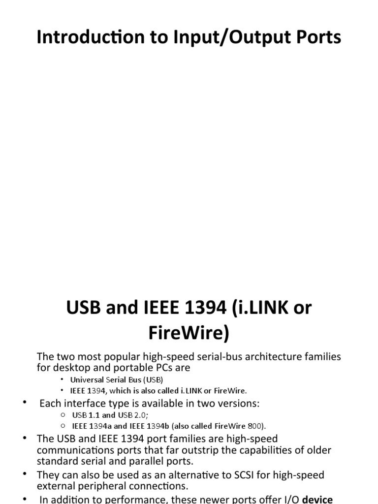 Introduction To Input/Output Ports | PDF | Usb | Physical Layer Protocols