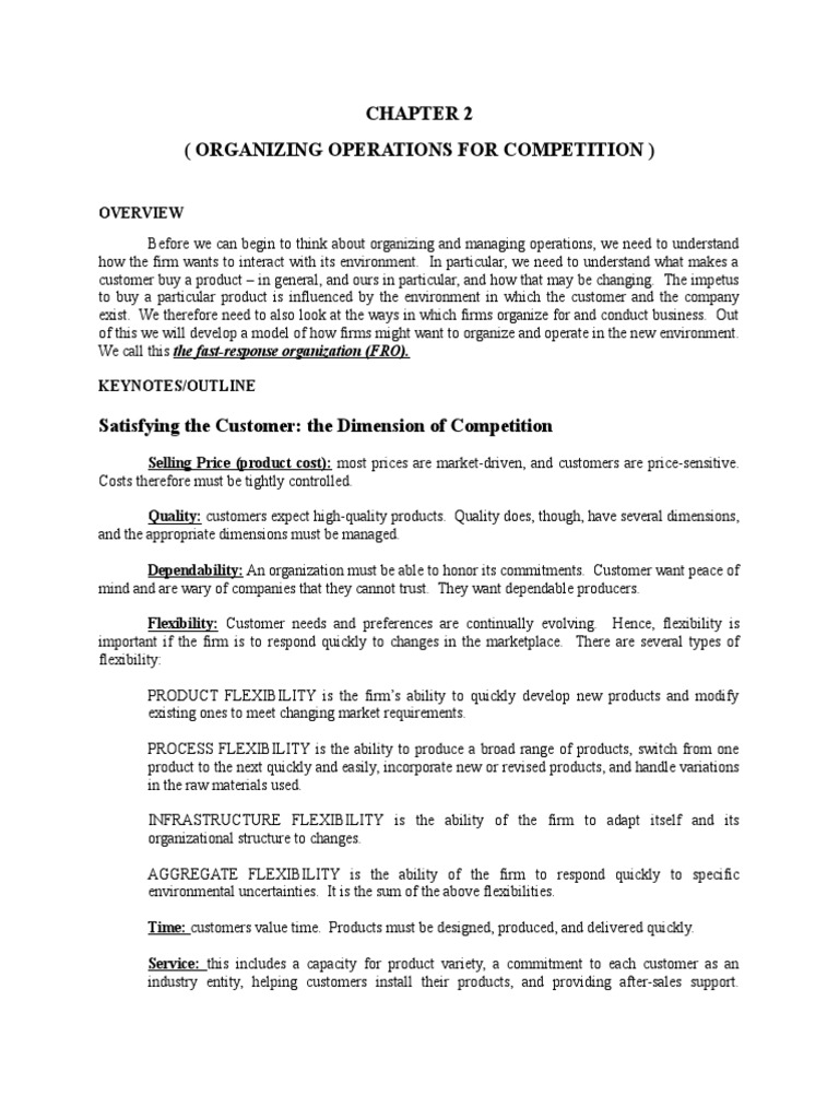 Organizing Operations For Competition | PDF | Business Process | Economies