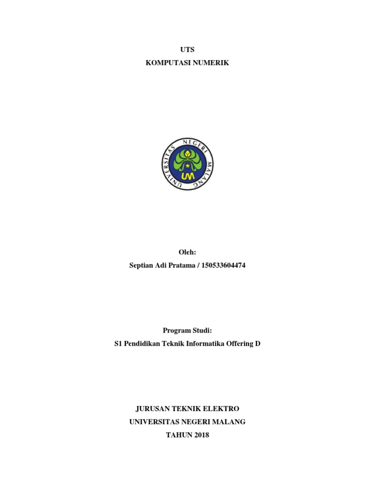 UTS Komputasi Numerik | PDF | Metode & Bahan Ajar