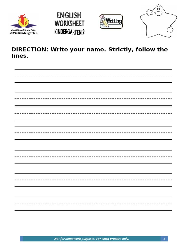 DIRECTION: Write Your Name. Strictly, Follow The Lines.: Not For ...