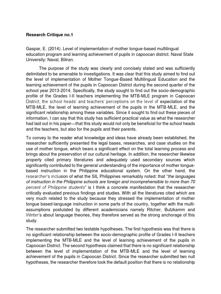 Critique Paper No.1 | PDF | Survey Methodology | Statistics