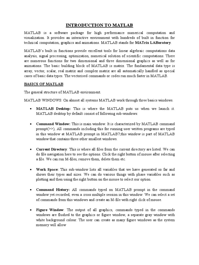 Intro PDF | PDF | Matlab | Matrix (Mathematics)