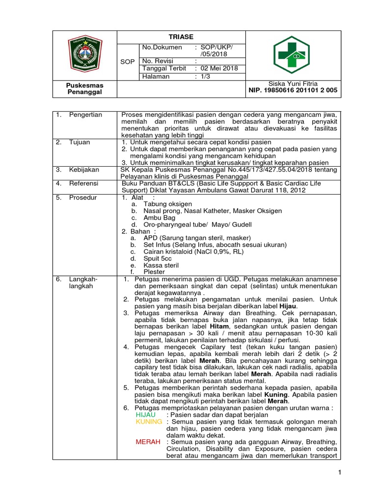 Sop Triase | PDF