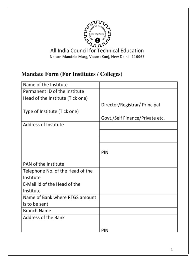 Mandate Form | PDF