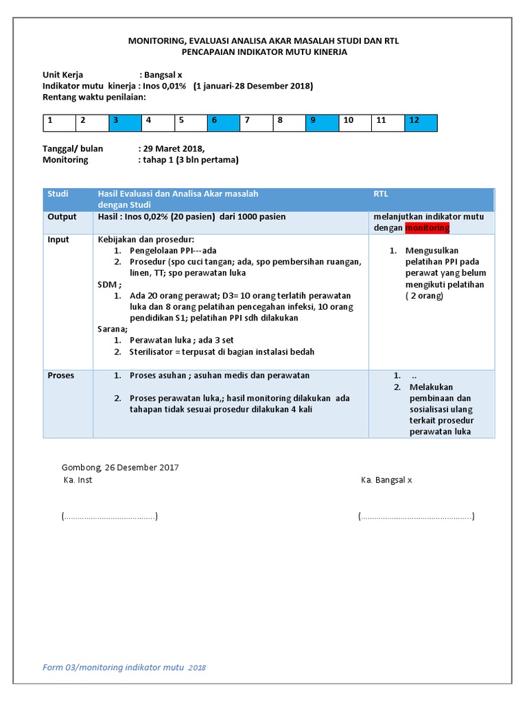 Contoh Monitoring Evaluasi Inos Rs Bangsal | PDF