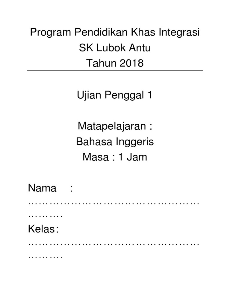 Penggal 1 2018 English Ppki | PDF