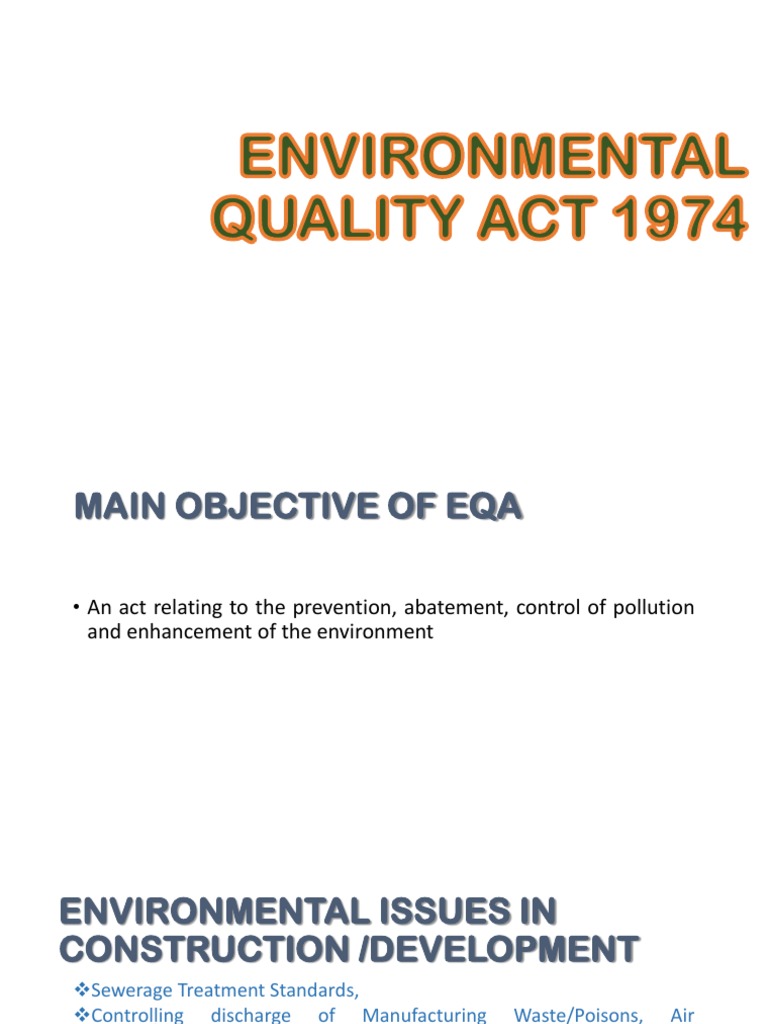 Environmental Quality Act 1974 | PDF | Environmental Impact Assessment ...