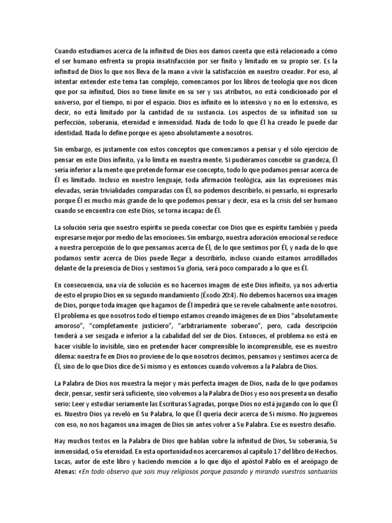La Infinitud de Dios y Nuestra Adoración | PDF | Dios | infinito