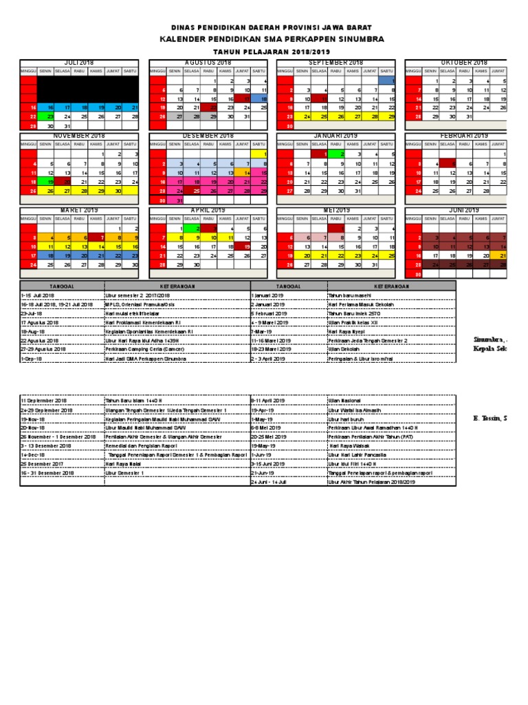 Kalender Pendidikan 2018 - 2019 | PDF