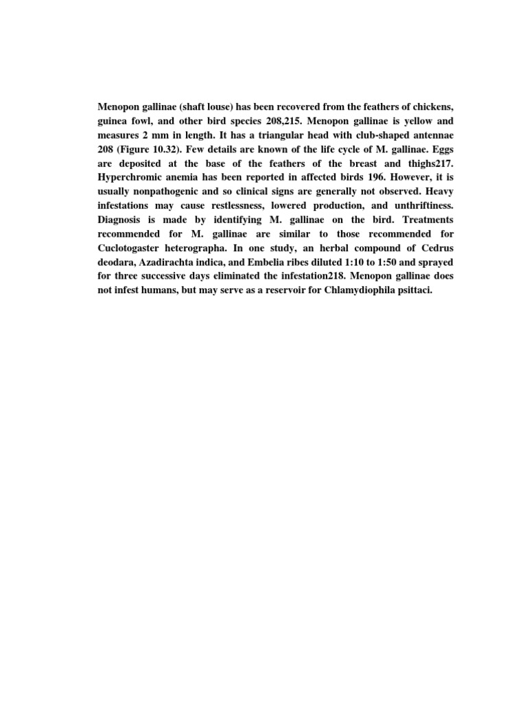 Menopon gallinae: Life Cycle and Impact | PDF | Wellness | Technology ...